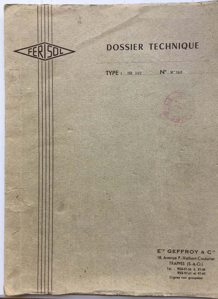 La fiche du Ferisol HR 102 recherche son dossier technique ...