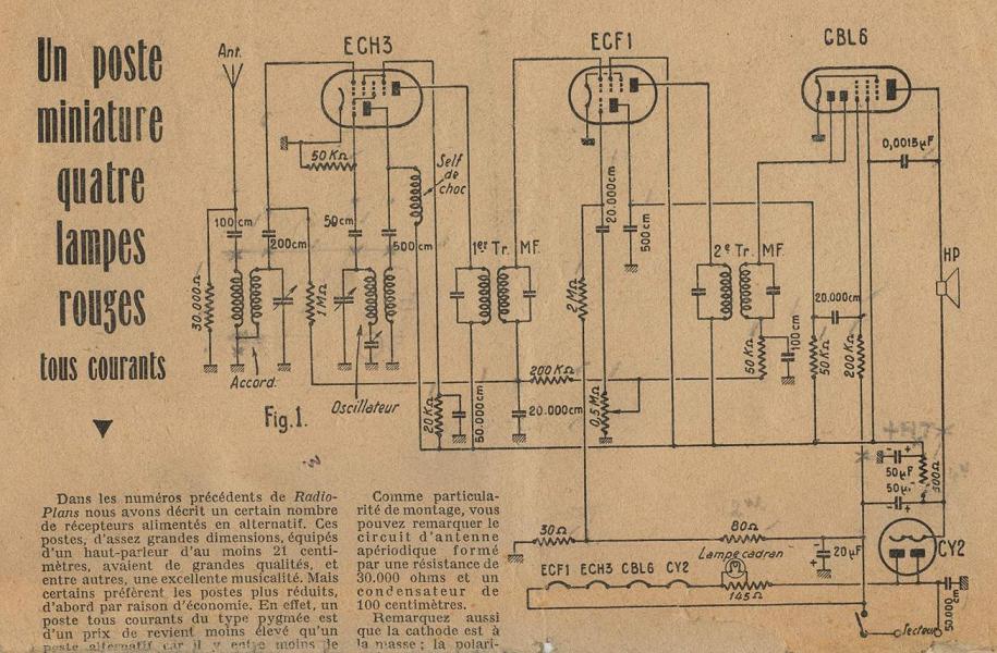 Besoin d'aide pour réparer radio 4 tubes (ECH3 ECF1 CBL6...) - Modèles ...