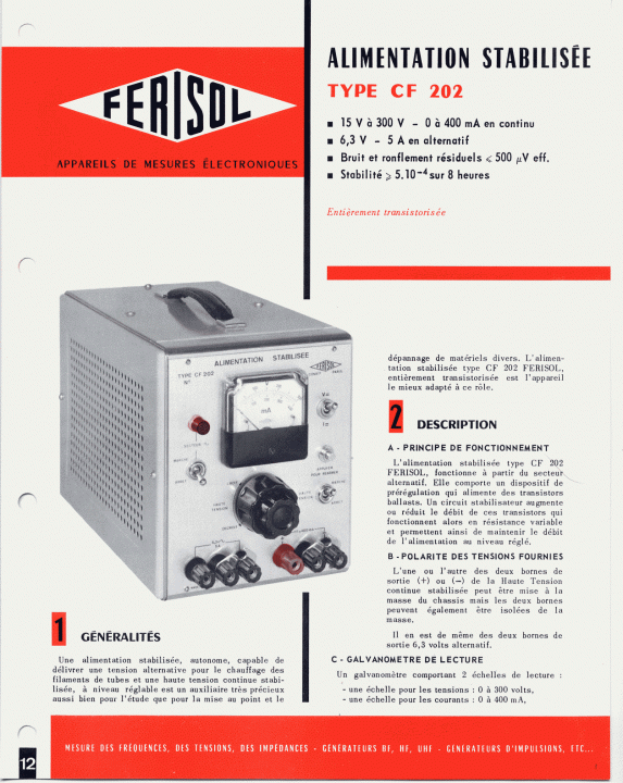 Alimentation stabilisée Ferisol CF 202 - Modèles/marques - Forum ...