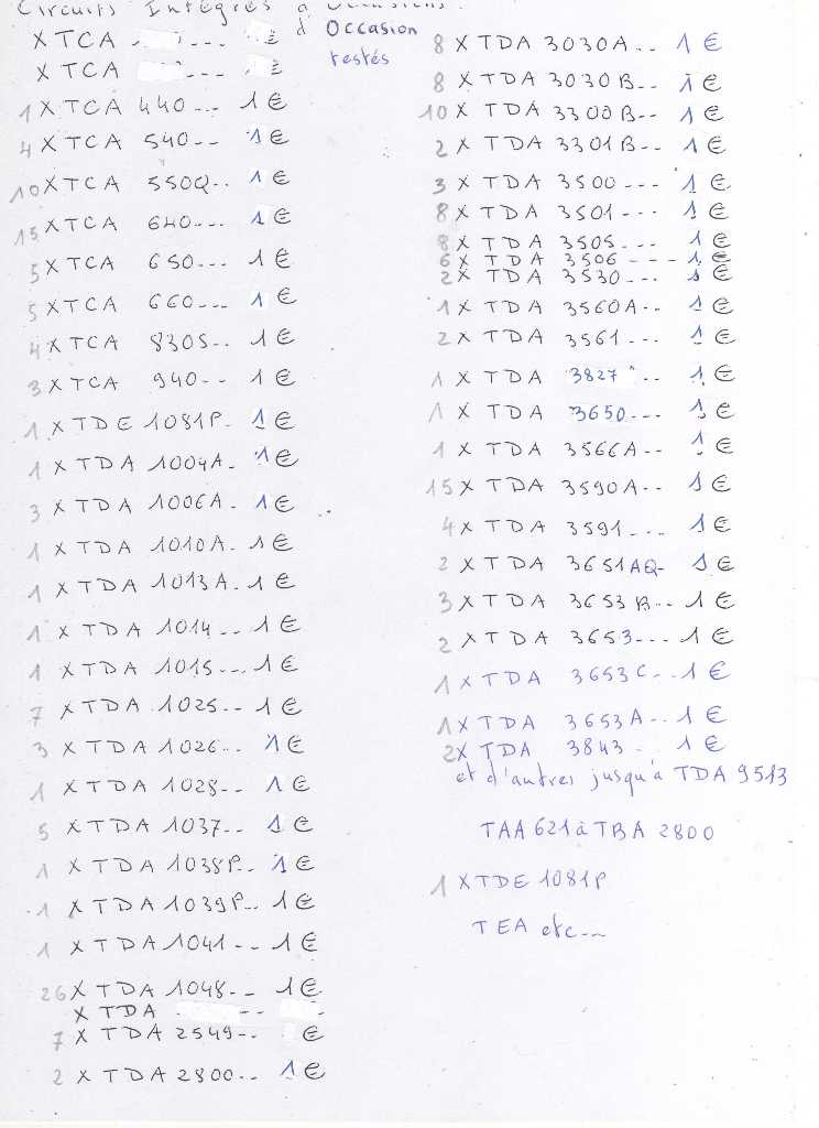 Circuits Intégrés TAA 790 - TBA - TCA - TDA - TDE - TEA - TL - Troc ...