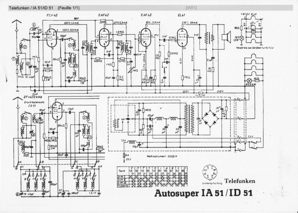 Schéma auto-radio Téléfunken - Modèles/marques - Forum Retrotechnique