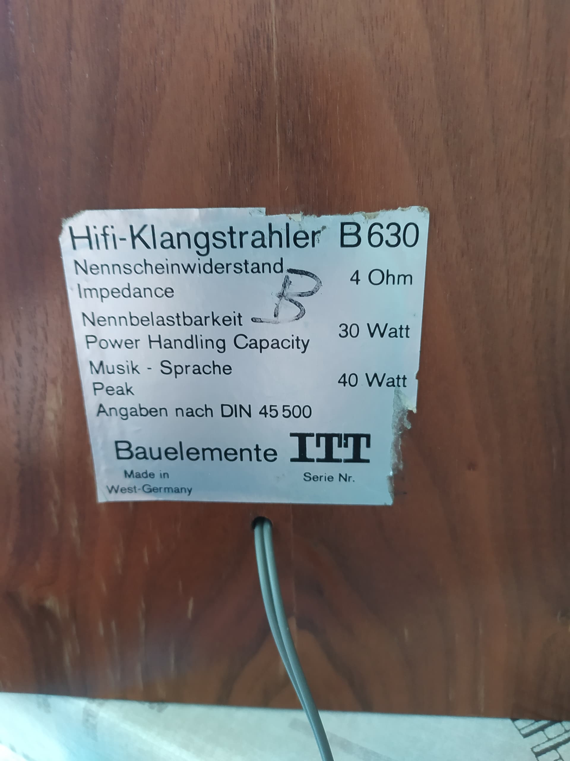 Enceintes ITT Klangstrahler B630 - Audio vintage/Hi-Fi - Forum ...