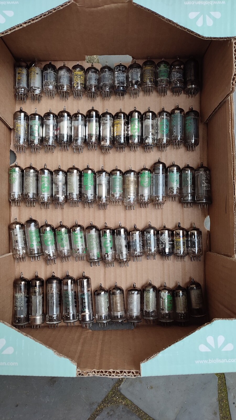 Lot de 65 tubes EL84 UL41 EL41 ECH81 GZ41 EBF89 UY85 UCH81 EL84 UF89 ...
