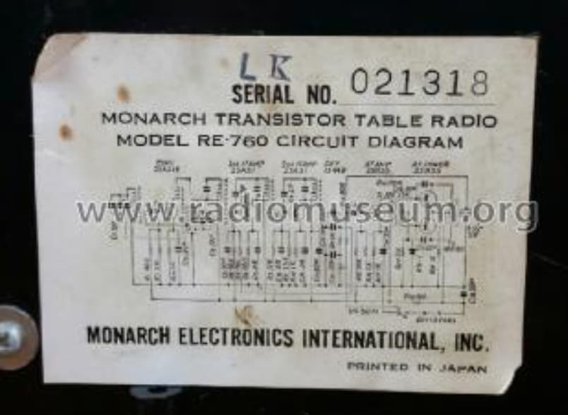 Recherche schéma Monarch RE-760 - Technique - Forum Retrotechnique